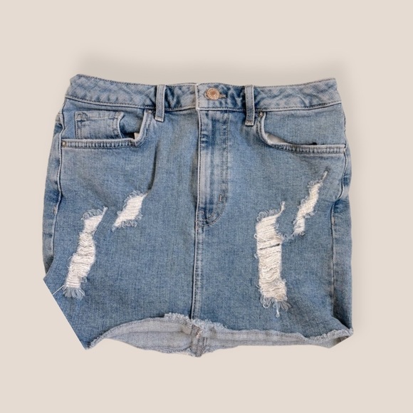 Forever 21 | Skirts | Forever 2 Blue Denim Ripped Distressed Y2k Casual ...